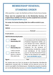 SO application form - Sheffield Family History Society